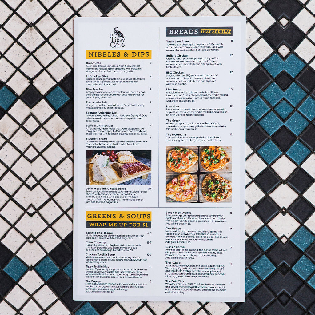 11x17 Styrene Menus – A7D Printing